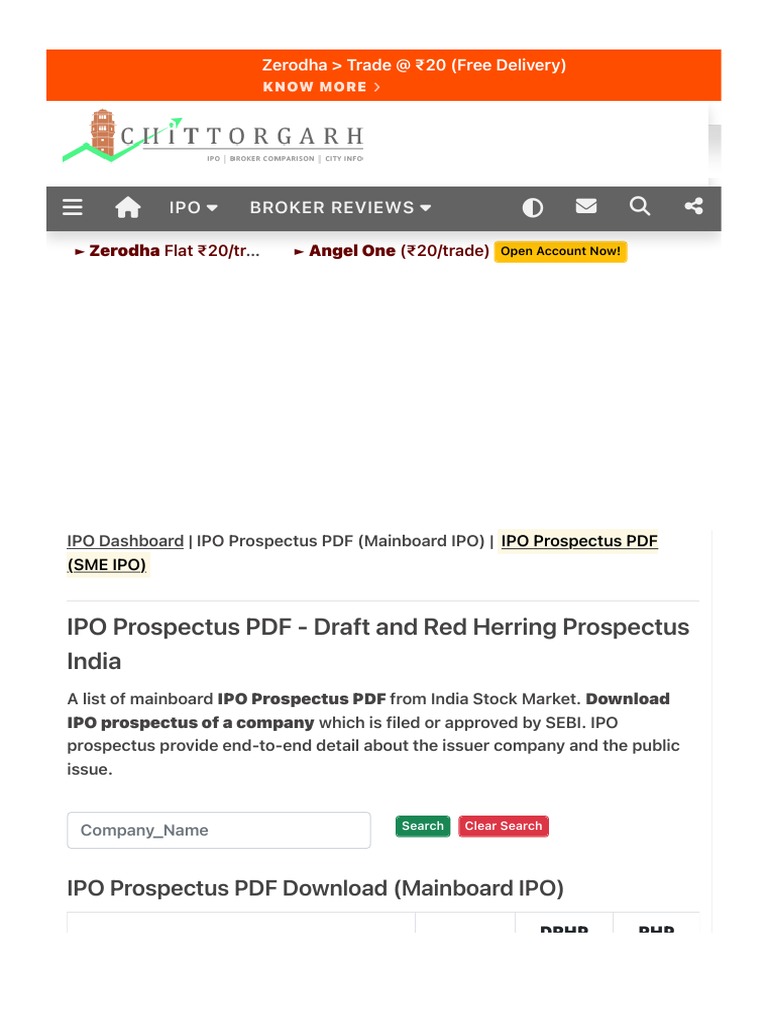 IPO Prospectus List - Draft and Red Herring Prospectus PDF | PDF ...