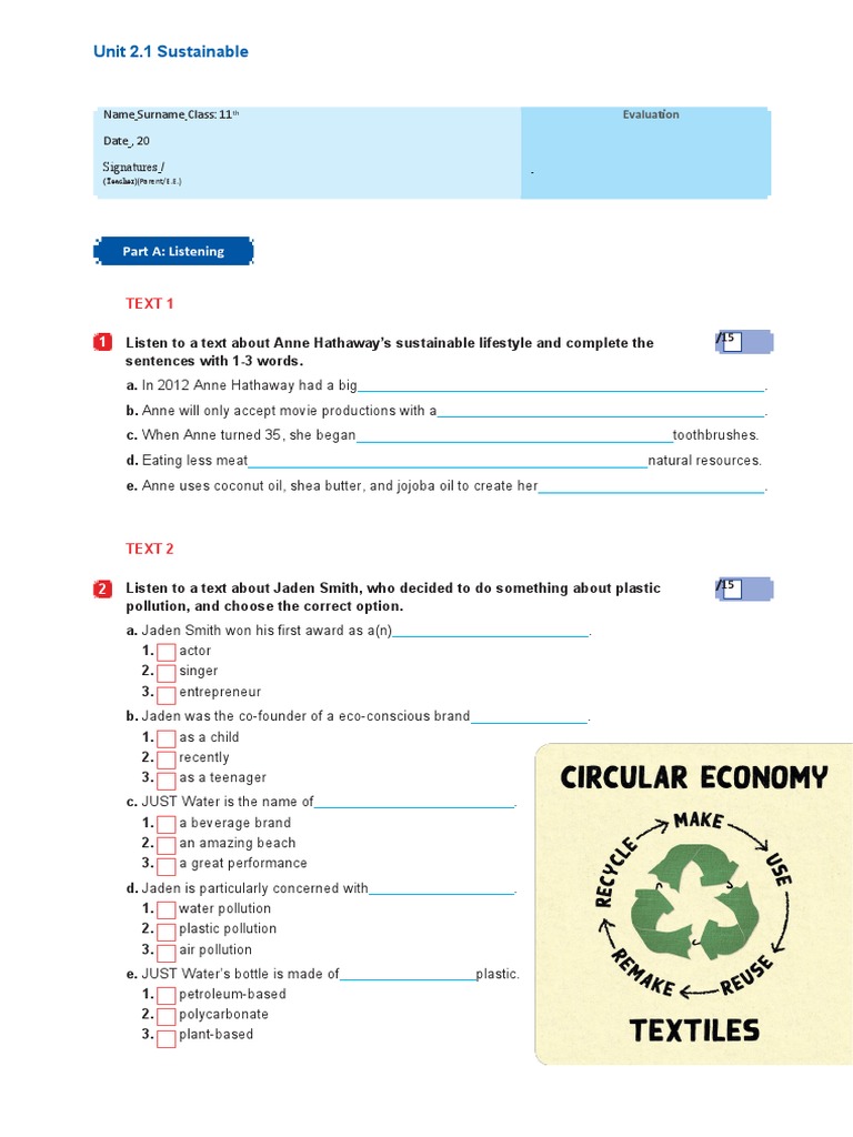 Enga11 10 Minute Test Listening and Reading2 1 | PDF | Natural ...