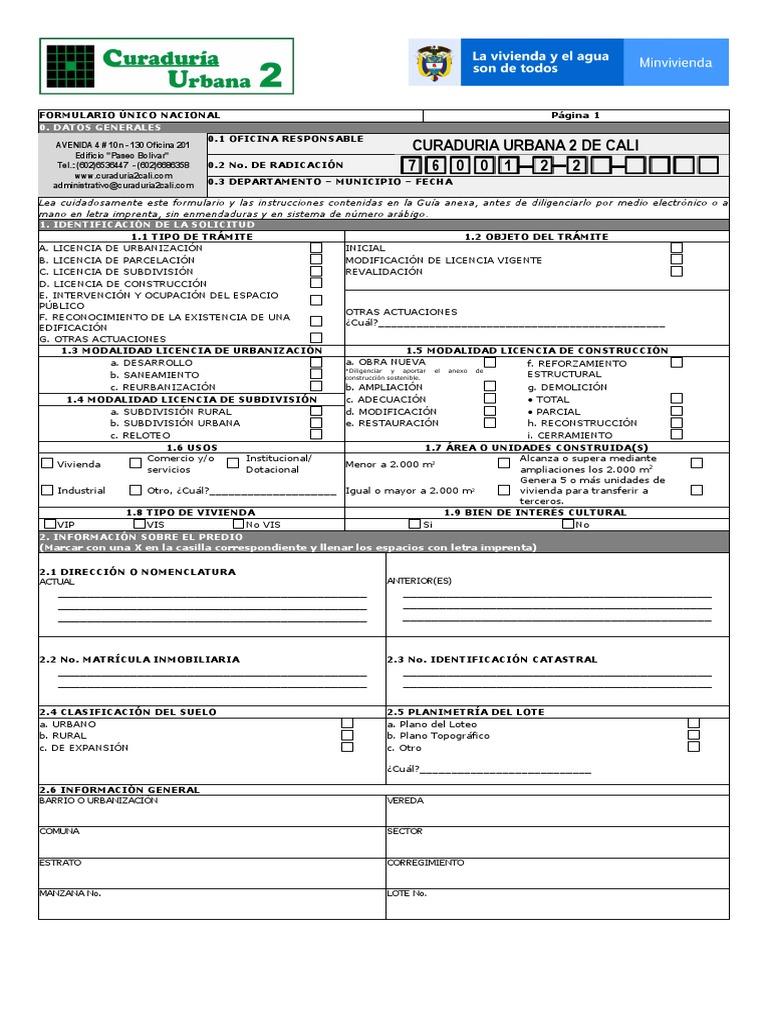 FORMULARIO-UNICO-NACIONAL Curaduria 2 | PDF | Ladrillo | Arquitecto