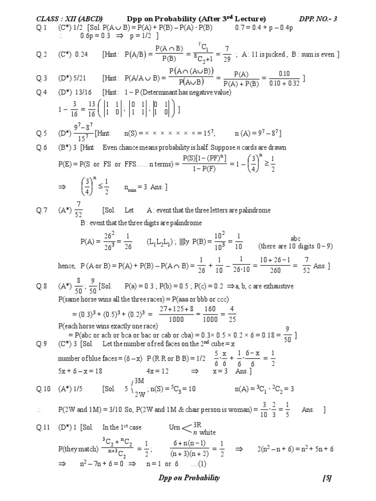 (Sol) Probability (DPP-3) | PDF | Mathematics