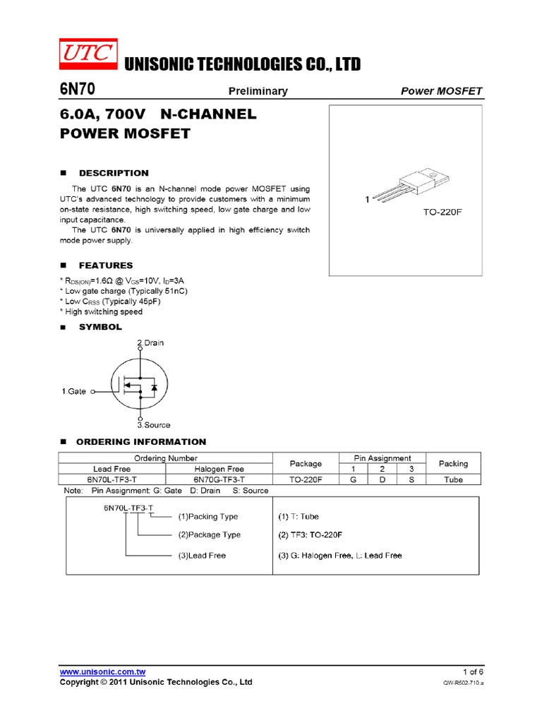 6N70 PDF, 6N70 Description, 6N70 Datasheet, 6N70 View - ALLDATASHEET | PDF