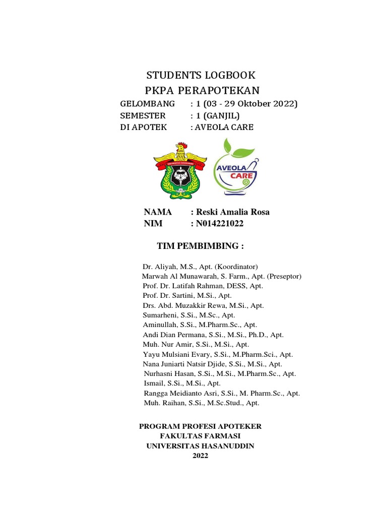 LOGBOOK PKPA APOTEK Aveola Oktober | PDF
