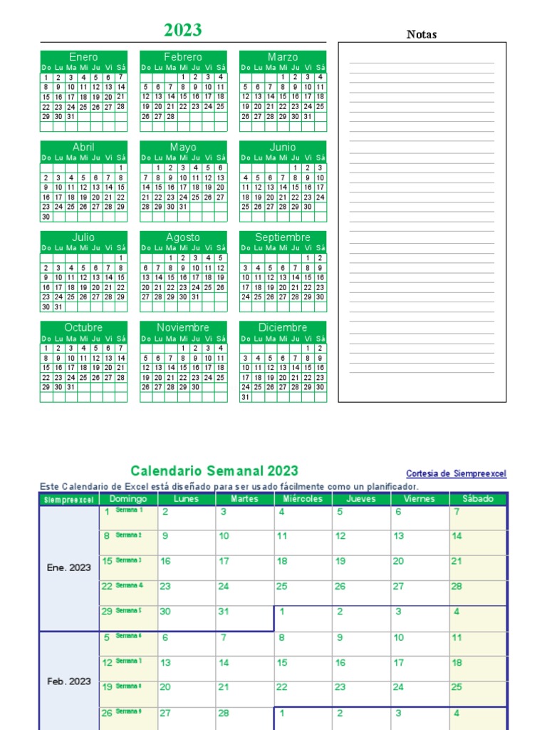 Calendario 2023 en Excel | PDF | Calendario