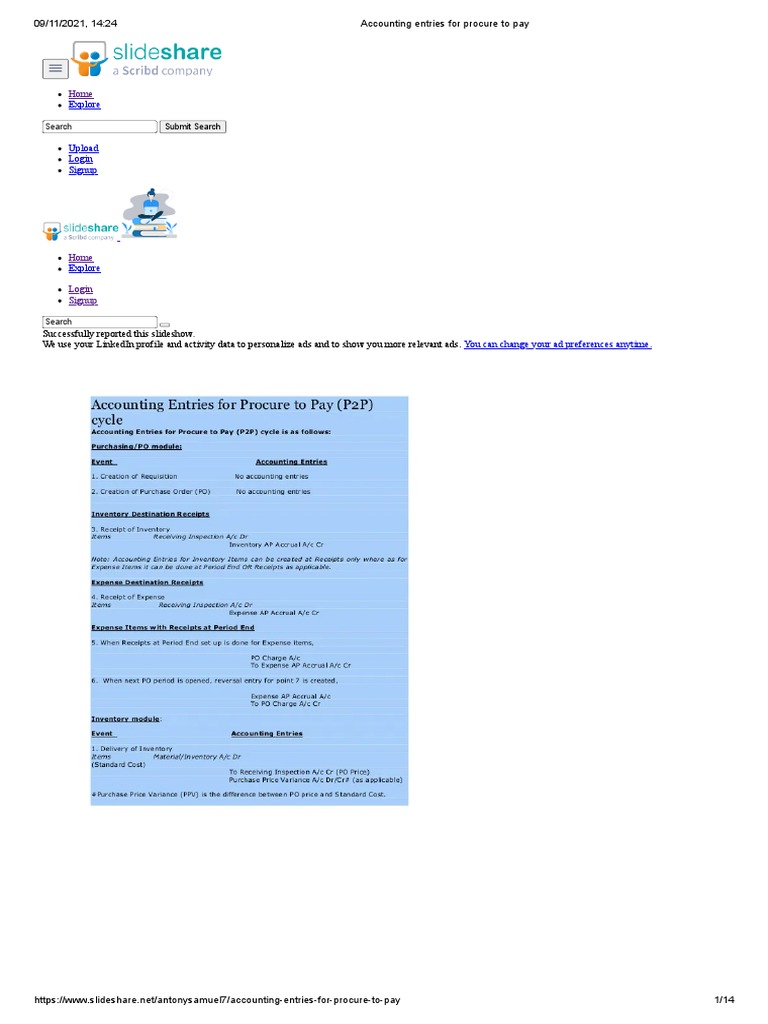 Accounting Entries For Procure To Pay | Download Free PDF | Business ...