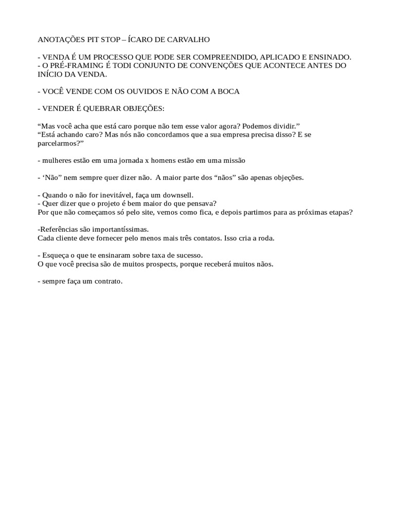 Anotações Pit Stop | PDF