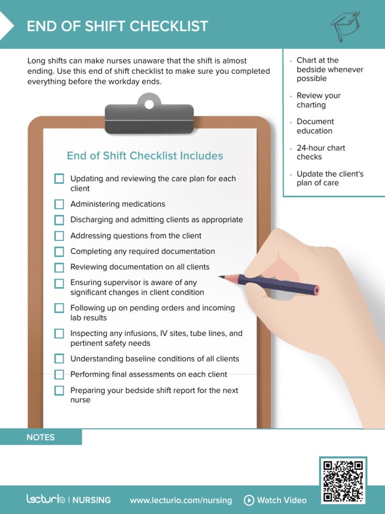 Nursing CS End of Shift Checklist 03 | PDF