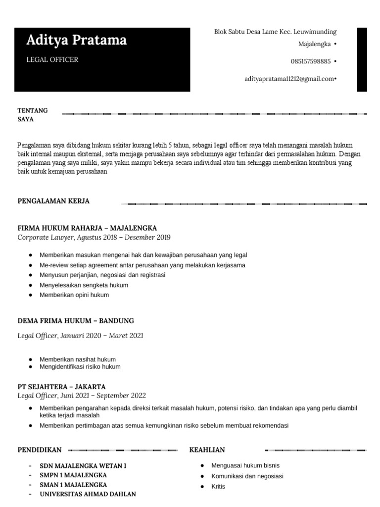 CV Aditya Pratama | PDF