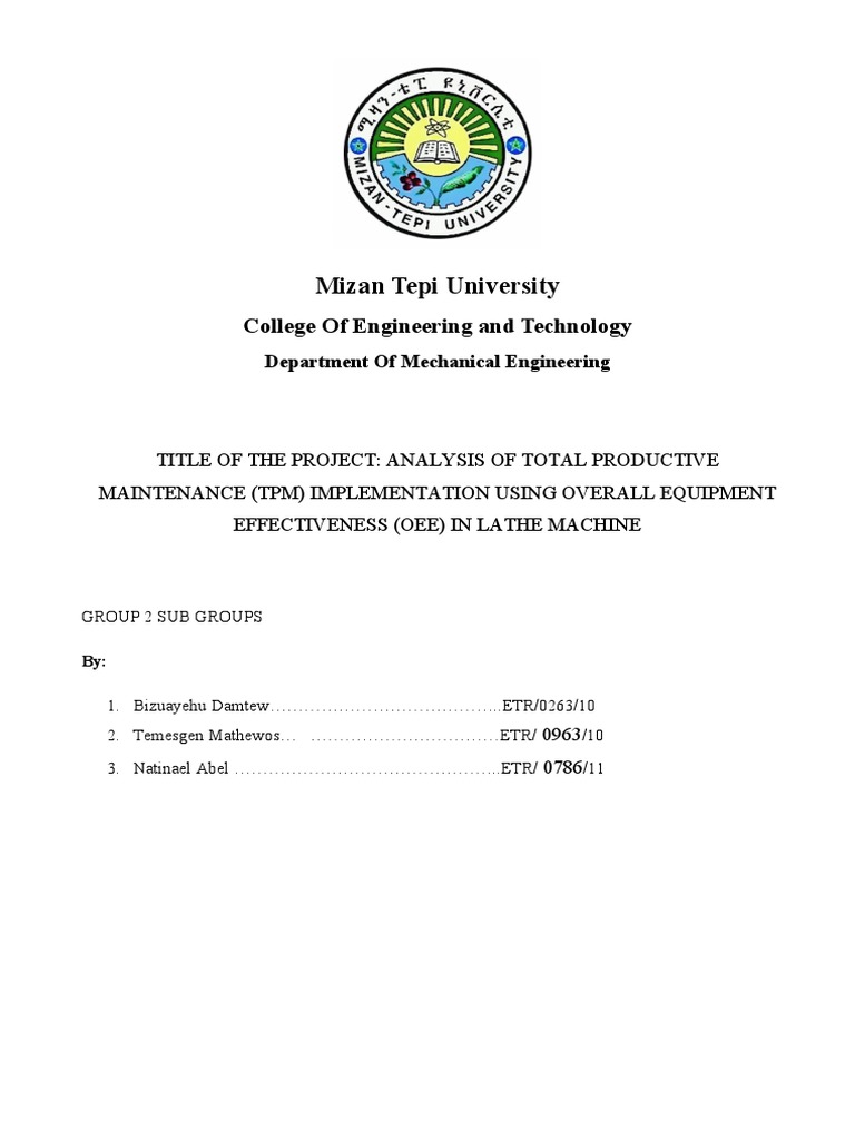 Maintenance Project | PDF | Machines | Metals