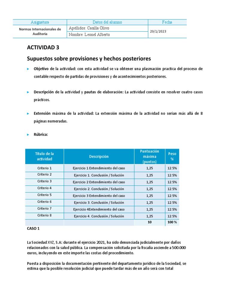 Actividad Grupal 3 Resuelto IJN | PDF | Preocupación continua | Contabilidad