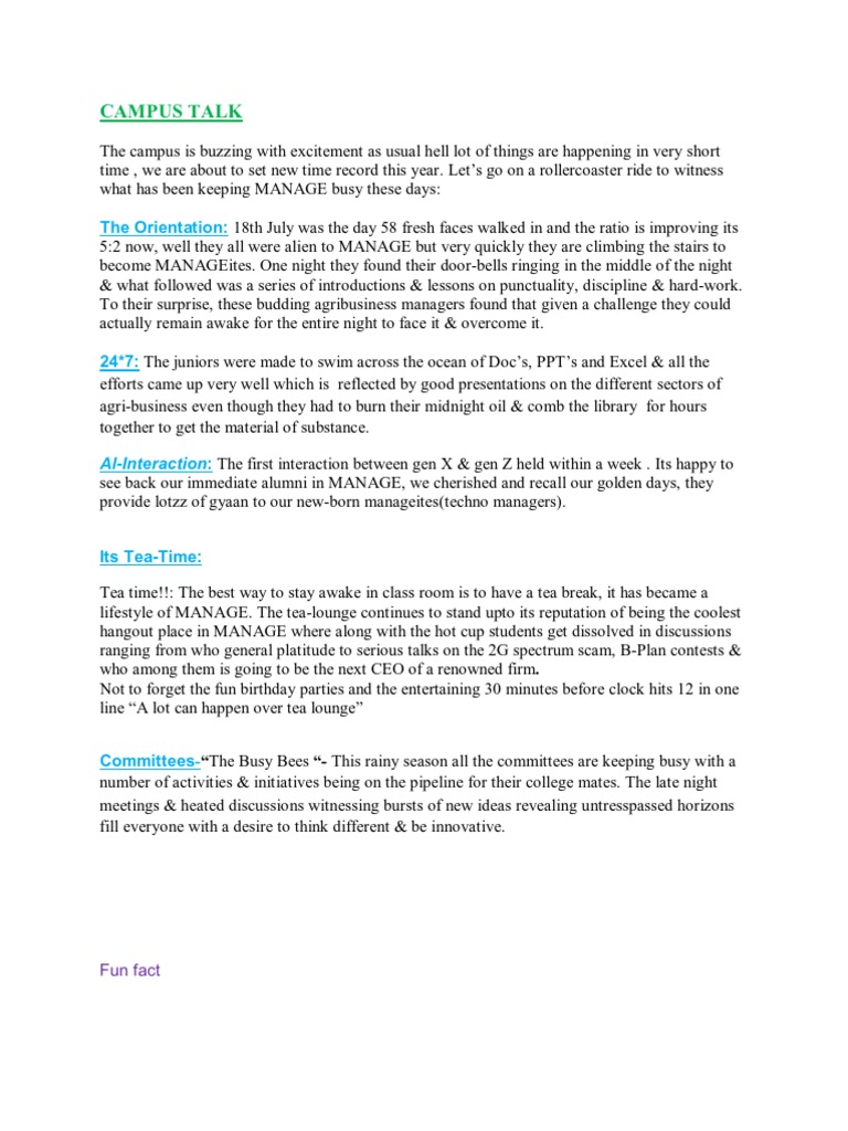 Campus Talk | PDF