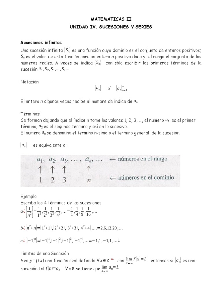 Guia Unidad IV Sucesiones y Series | PDF | Series (Matemáticas) | Secuencia