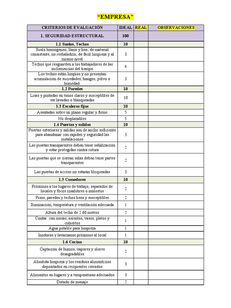 Ejemplo Lista Verificación Por Edificios - Propuesta Detallada | PDF | Seguridad y salud ...