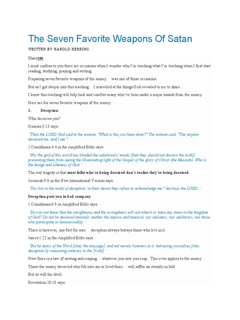 The Seven Favorite Weapons of Satan | PDF | Jesus | Humility