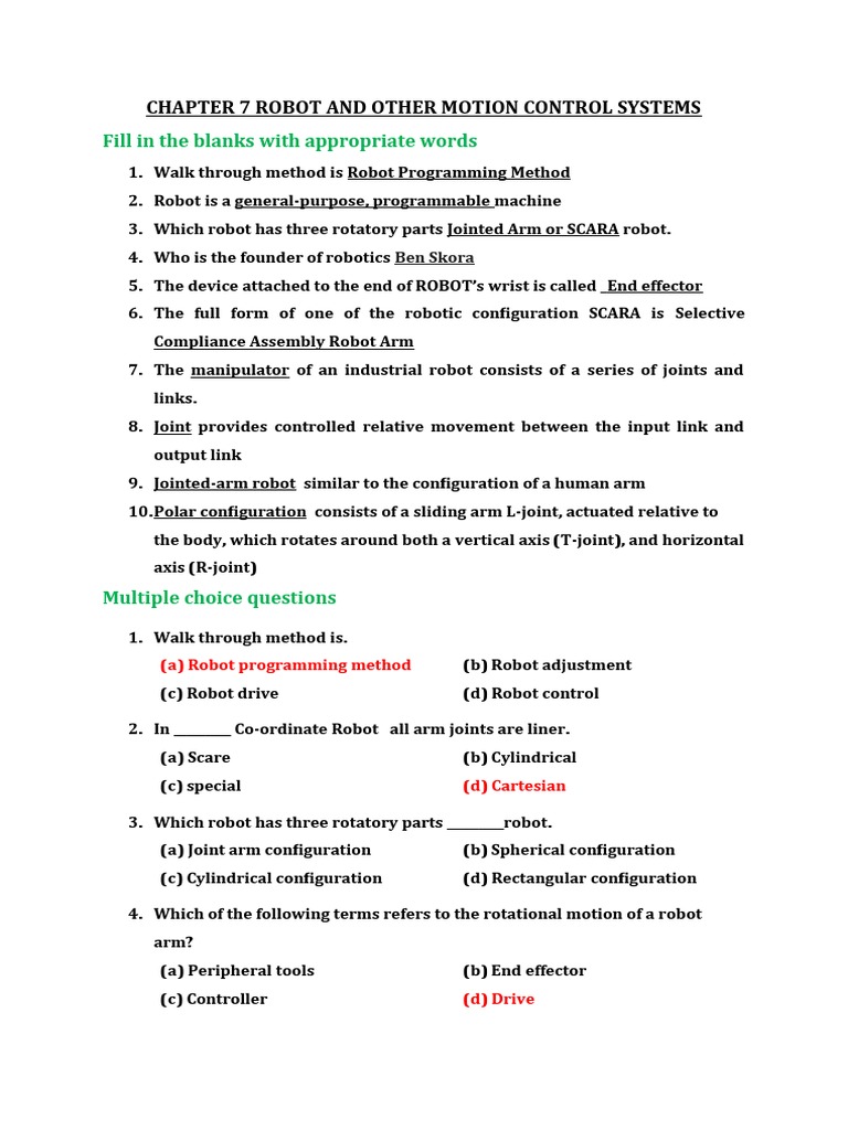 Chapter 7 Robot and Other Motion Control Systems | PDF | Robotics | Machines