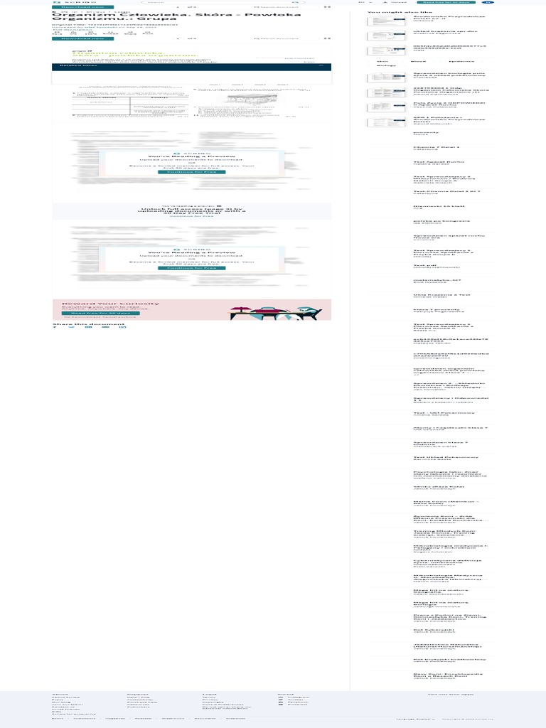 Skóre Powłoka Organizmu | PDF