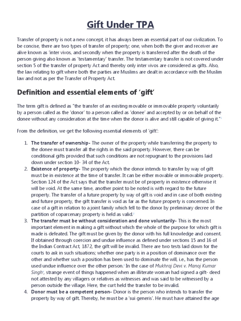 Gift Under TPA | PDF | Property | Common Law