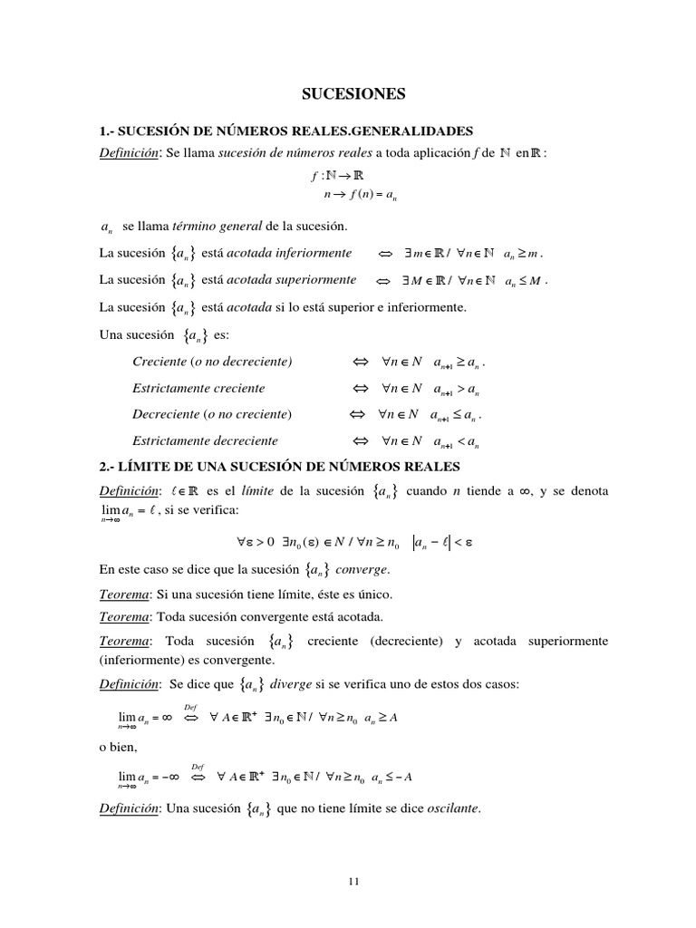 1 Sucesiones | PDF | Límite (Matemáticas) | Análisis matemático