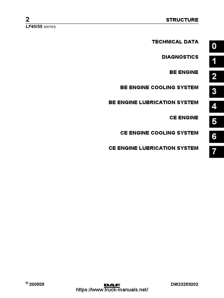 DAF LF BE, CE Engine Sevice Manual | PDF | Internal Combustion Engine ...
