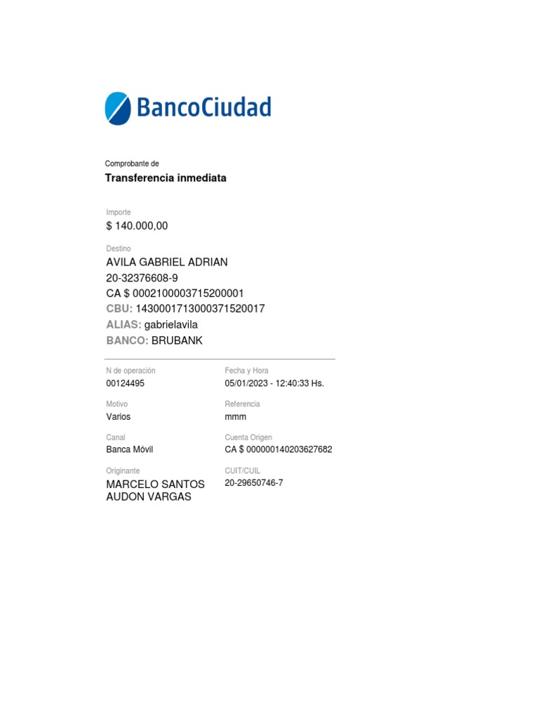 Comprobante de Transferencia - 05-01-2023 | PDF