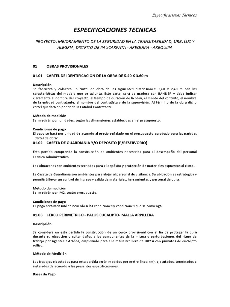 Especificaciones Tecnicas de Canal, Pavimento, Veredas y Bermas | PDF | Hormigón | Soldadura
