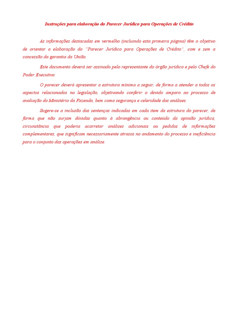 Modelo Parecer Juridico | PDF | Crédito | Finanças e Administração de ...