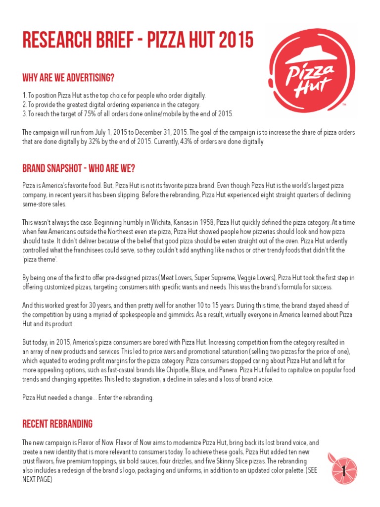 Research Brief Sample Pizza Hut | PDF | Brand | Domino's Pizza