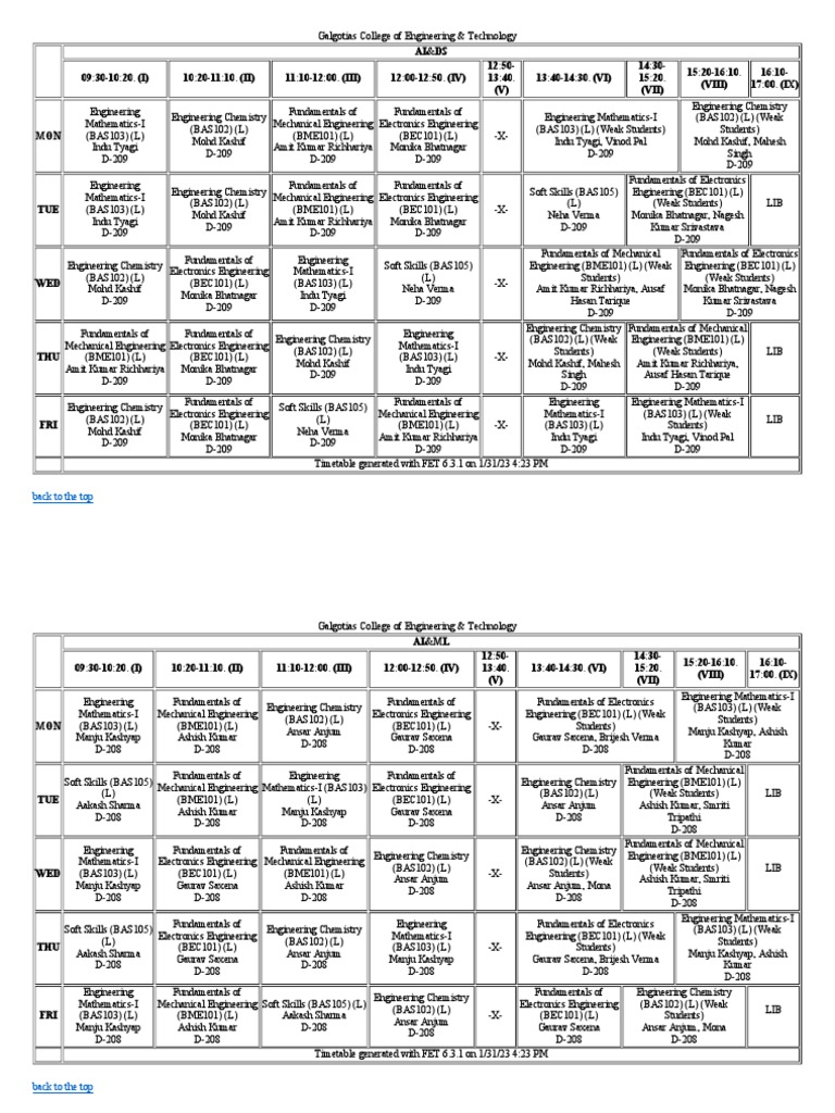TT FY 2022 23 Odd 31 Jan 2023 No Lab | PDF | Academic Discipline ...