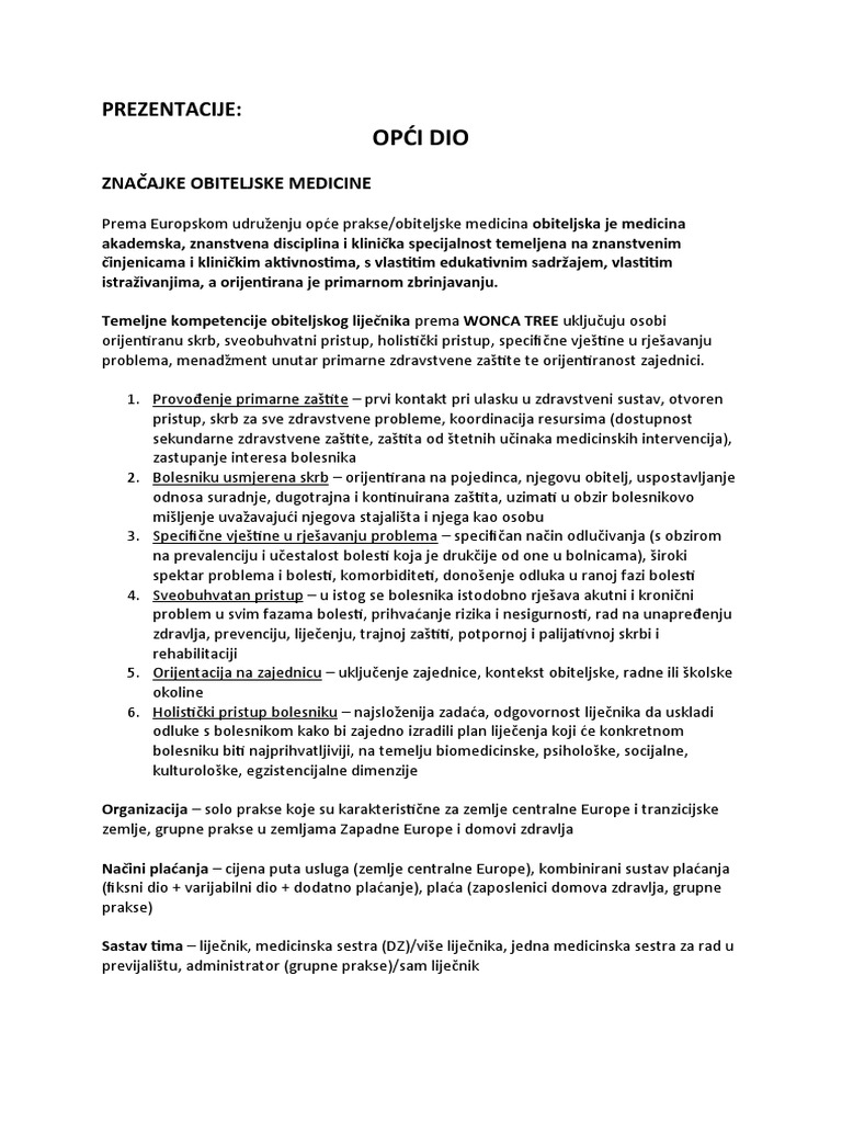 Obiteljska Medicina - Skripta (75 STR., Update 2022.) | PDF
