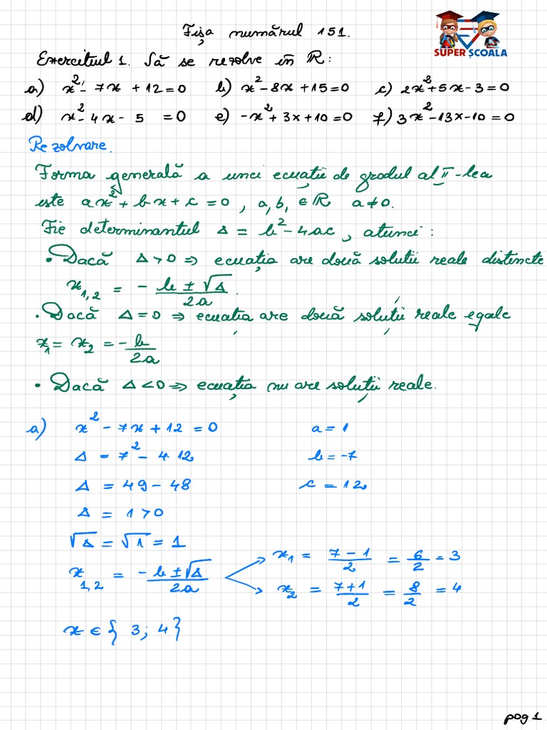 Fisa Mate 151 Rezolvare | PDF