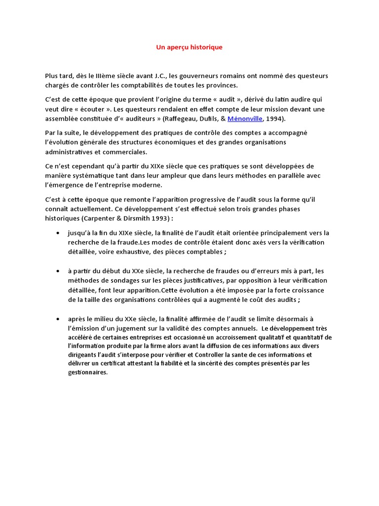 Aperçu historique de l'audit | PDF | Droit
