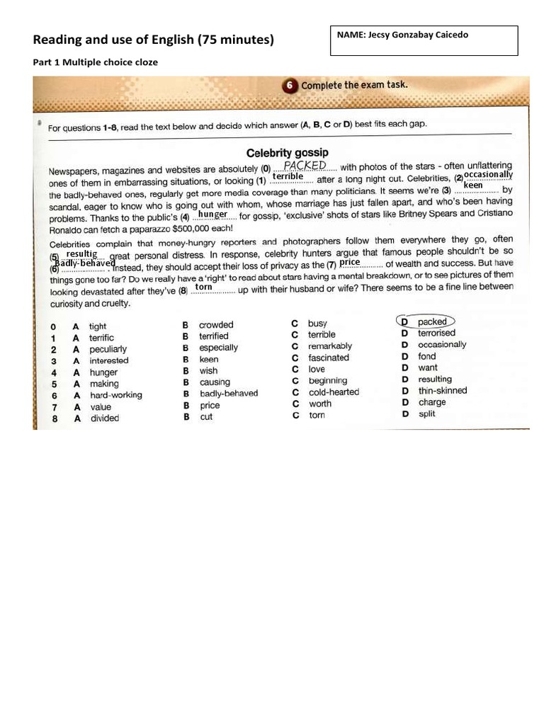 Writing Diagnostic Test | PDF