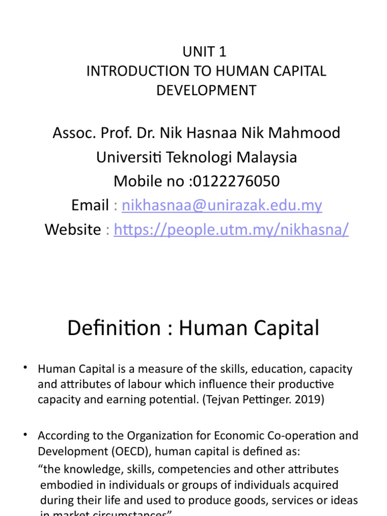 U1 - Introduction To Human Capital Development | PDF | Human Capital | Competitive Advantage