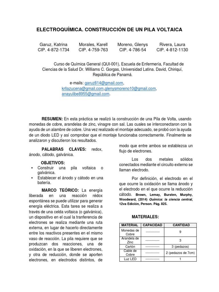 Electroquímica Laboratorio 11 | PDF | Electrodo | Redox