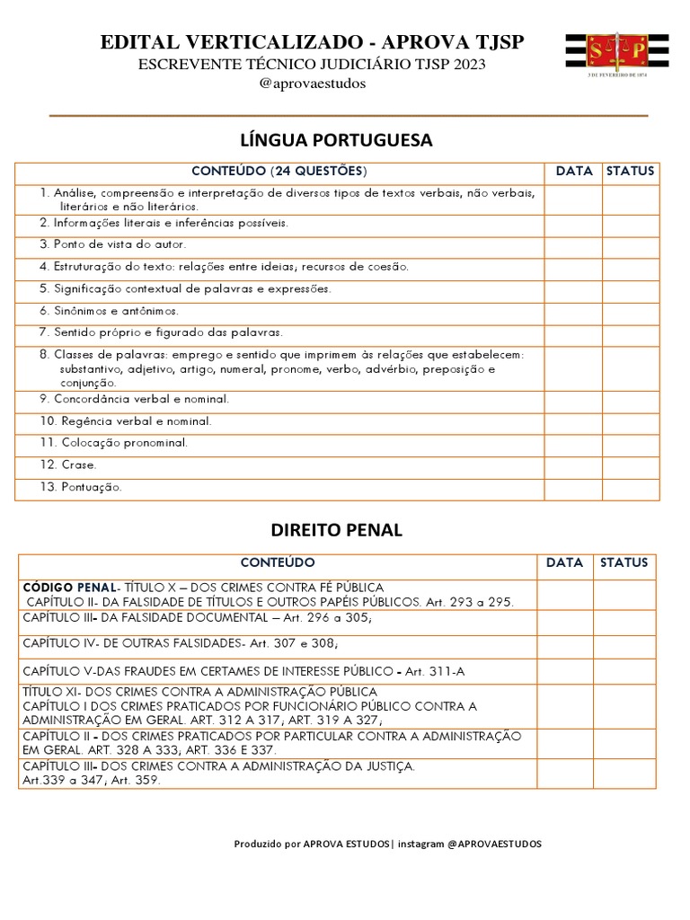 Edital Verticalizado TJSP 2023 Aprovaestudos-1 | PDF | Internet