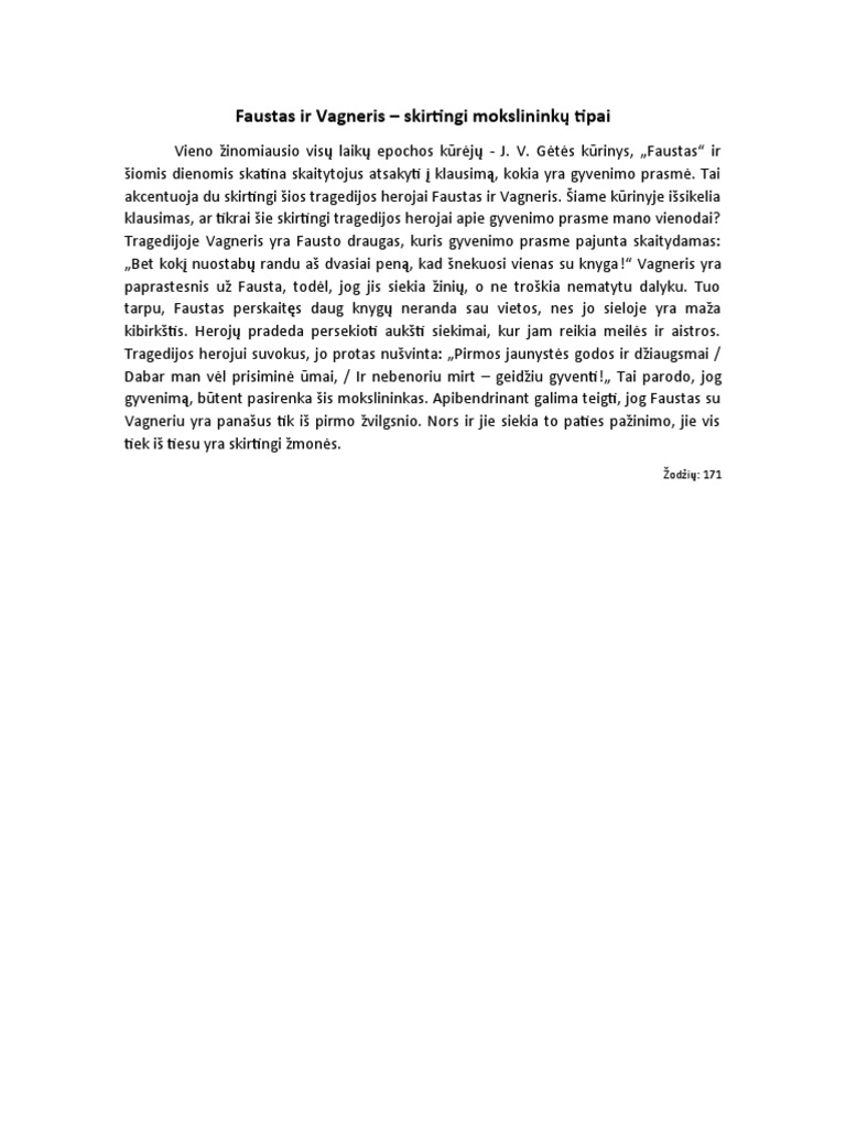 Faustas Ir Vagneris - Skirtingi Mokslininkų Tipai | PDF