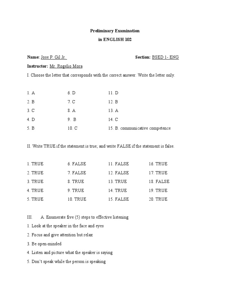 Prelim Eng 102 | PDF | Communication | Linguistics