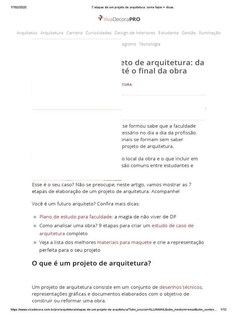 7 Etapas de Um Projeto de Arquitetura - Como Fazer + Dicas | PDF | Planejamento urbano