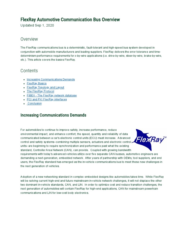 FlexRay Automotive Communication Bus Overview - NI | PDF | Network ...