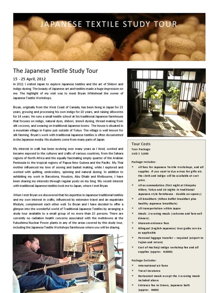 Japanese Textile Study Tour Brochure | PDF | Weaving | Textiles