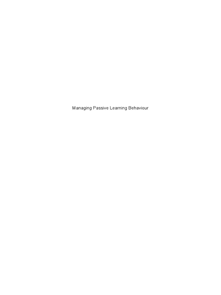 05 Managing Passive Learning Behaviour | PDF | Learning | Teachers