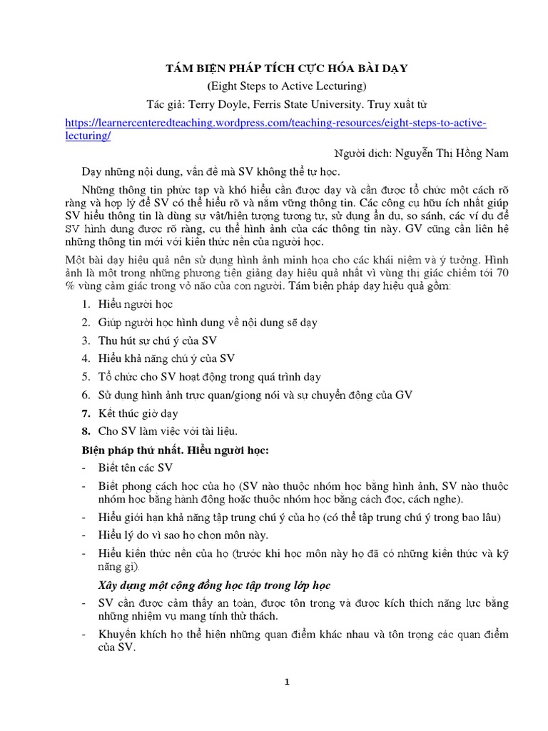 Eight Steps To Effective Lecturing - VNe | PDF