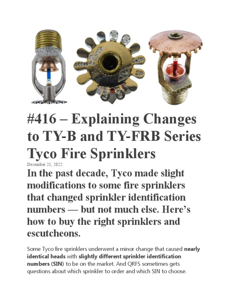 #416 - Explaining Changes To TY-B and TY-FRB Series Tyco Fire ...