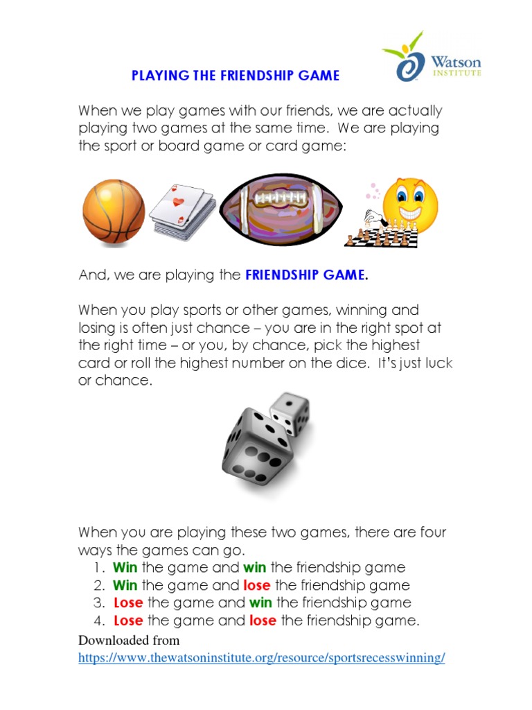 Playing The Friendship Game | PDF