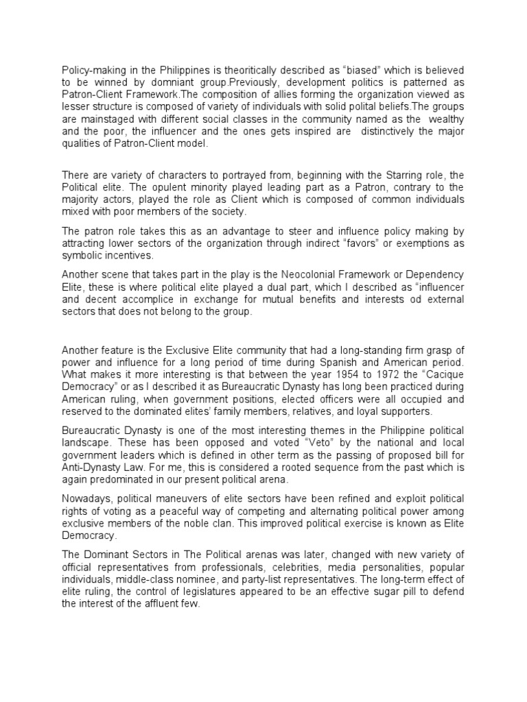 Philippine Policy-Making Dynamics Explained | PDF | Elite | Democracy