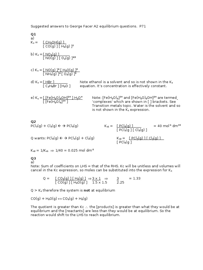 Suggested Answers To George Facer A2 Equilibrium Questions | PDF ...