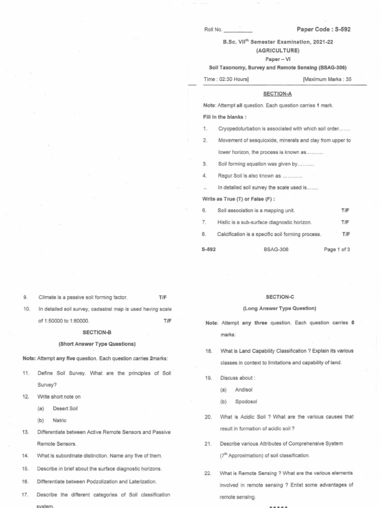 Soil Taxonomy, Survey & Remote Sensing | PDF