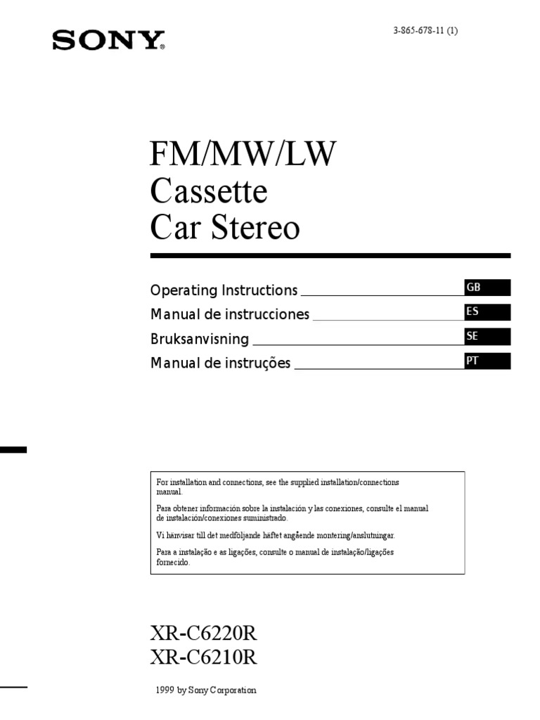 Manual de Usuario Sony XR-C6220R (Español - 108 Páginas) | PDF