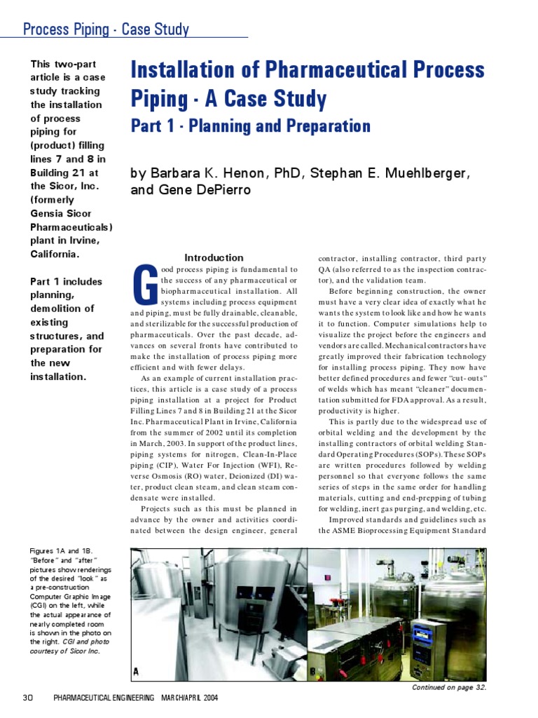 Installation of Pharmaceutical Process Piping - A Case Study | PDF | Welding | Construction