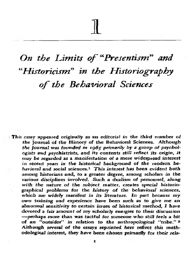 Stocking - 1968 - On The Limits of Presentism' and Historicism' in The ...