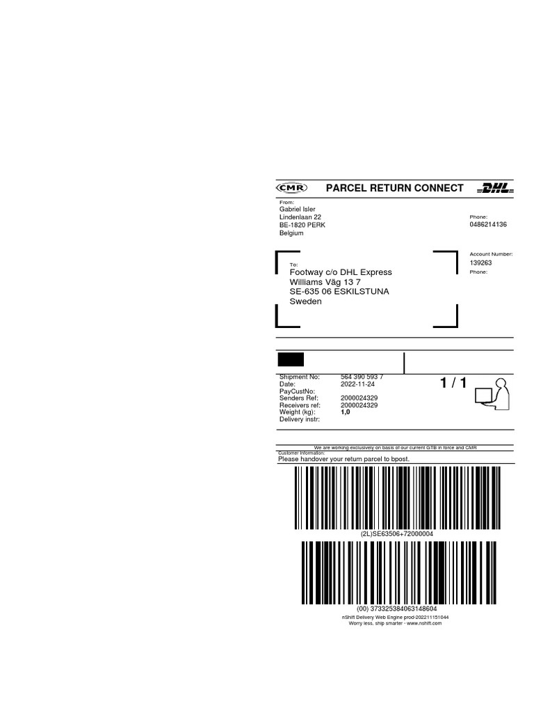 Return parcel tracking number | PDF